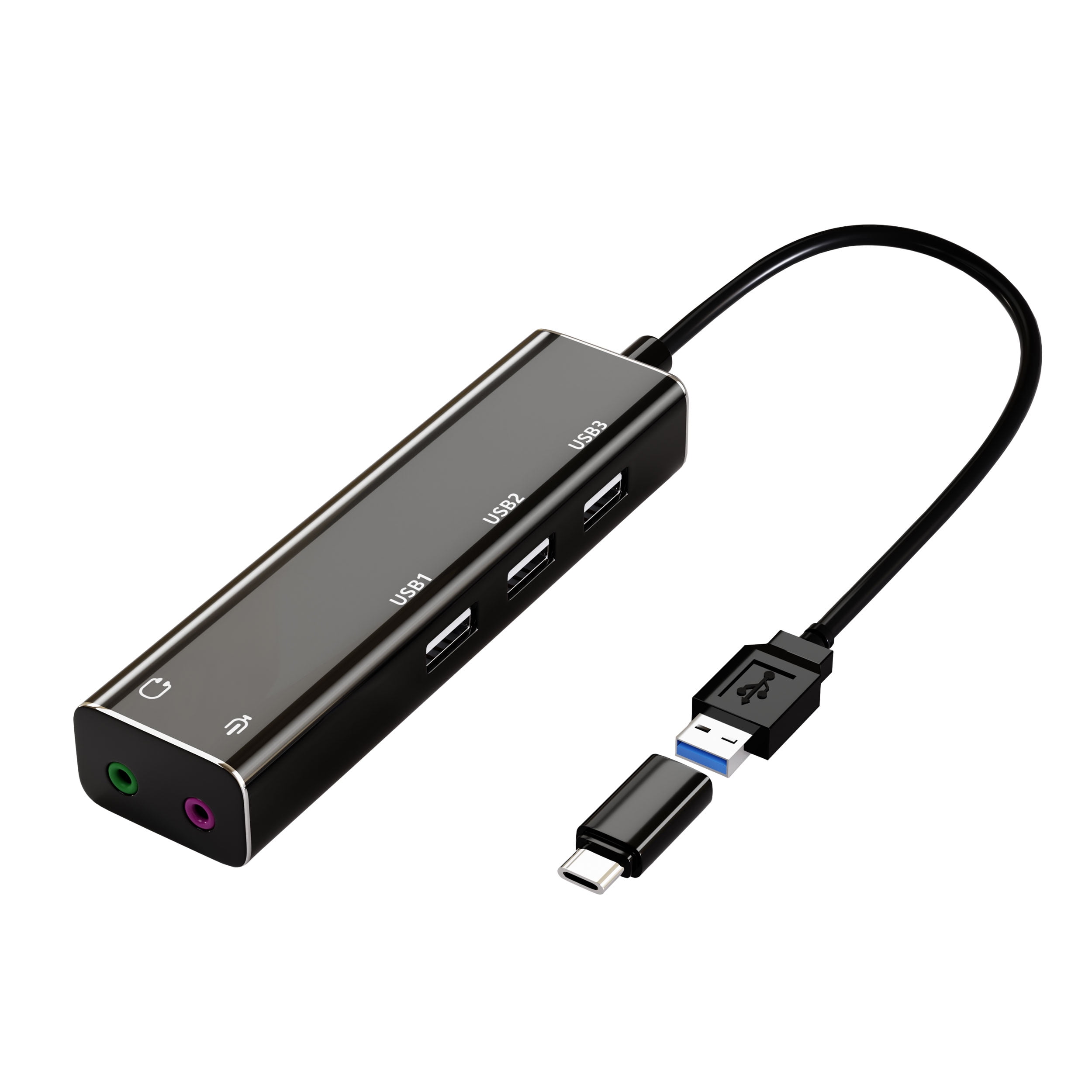 USB 2.1 External Sound Card Hub for Notebooks and PCs - USB Stereo ...