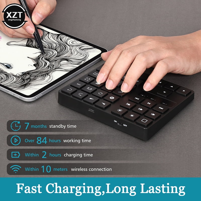 USB 2.4g Wireless Keyboard 35 keys/buttons Multimedia Mute Quiet Keypad Number Digital keyboard ...