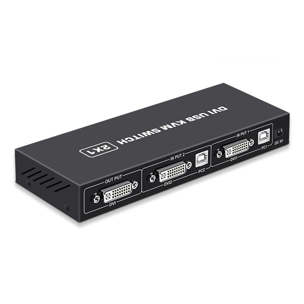 USB 2 In 1Out DVI KVM Docking Station Selector Printer Sharing Hub ...