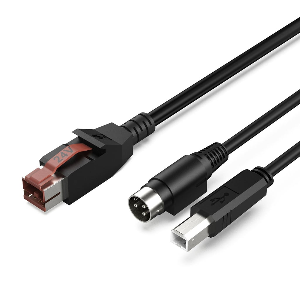 USB 24V Powered to 3Pin Power Din Male USB2.0 B Male Cable Terminals ...