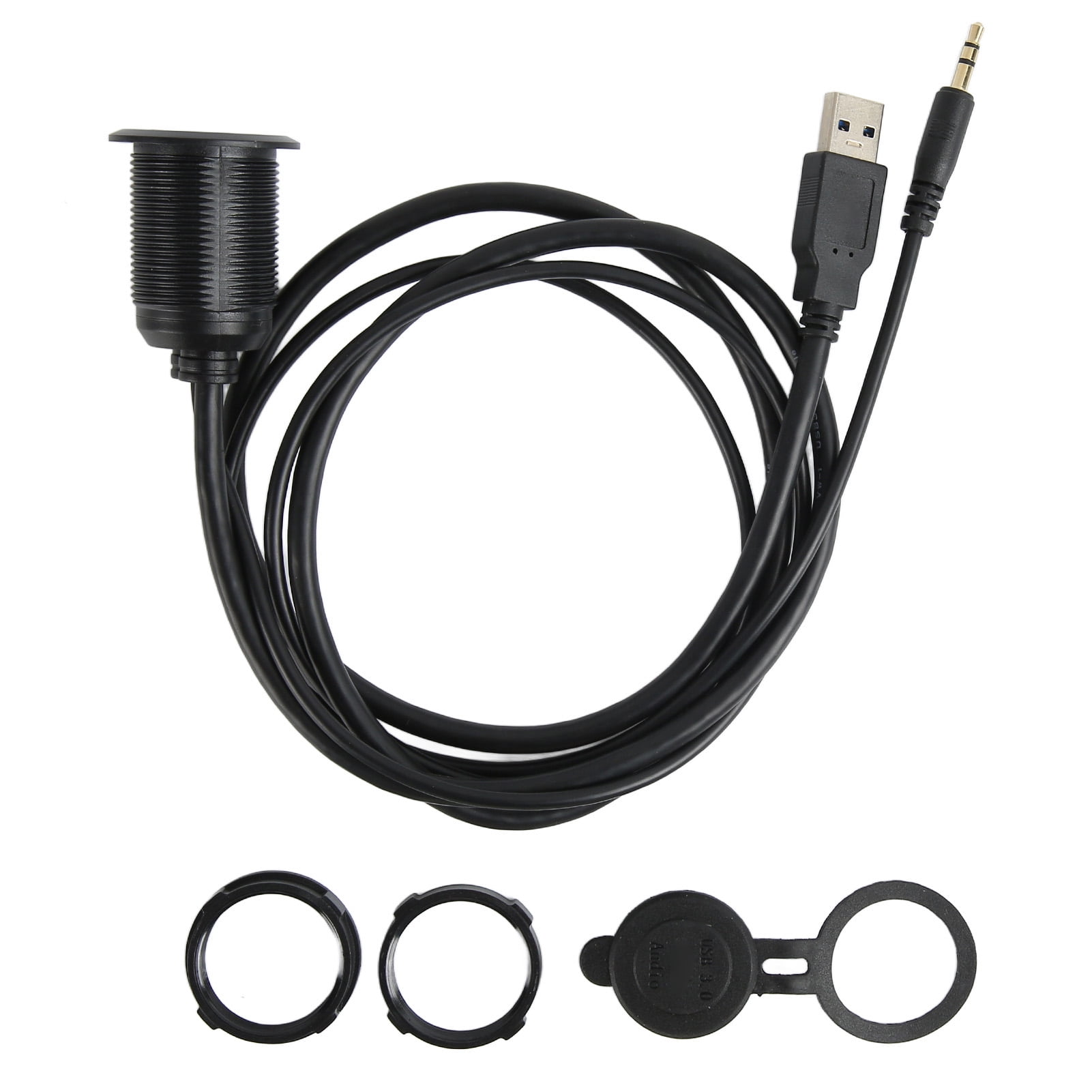 USB 3.0 3.5mm Car Mount Flush Cable Data Transfer Plug and Play AUX Car ...