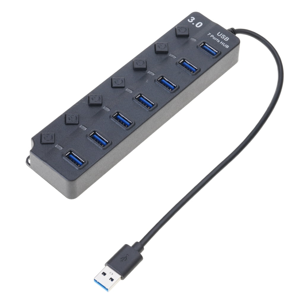 USB 3.0 Adapter Hub with 7 Expandable Port, Individual Switches, LED ...