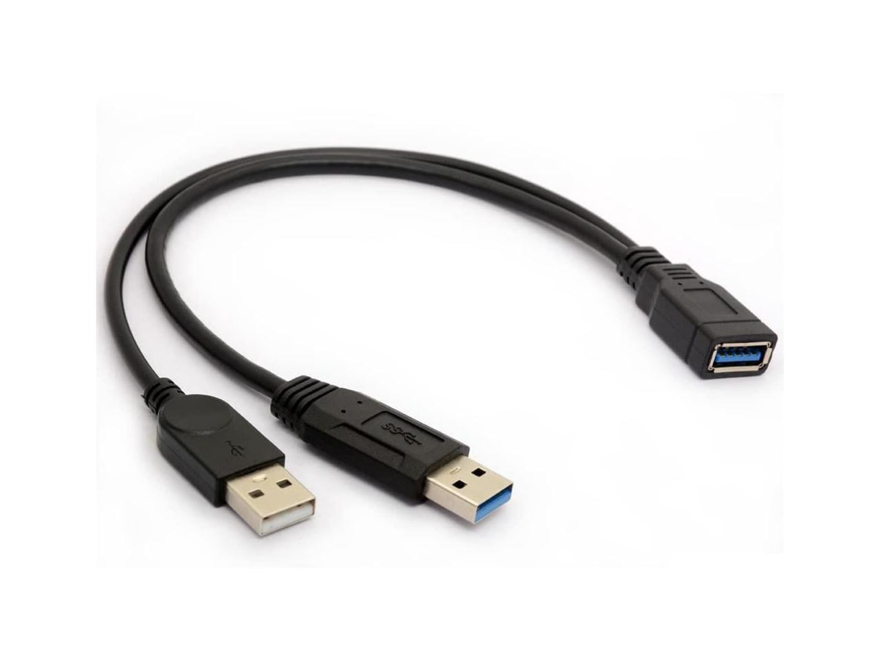USB 3.0 Dual Power Cable, Y Adapter Type A Male to Female, 30cm, 5Gbps ...