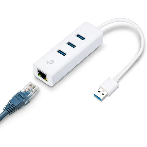 USB 3.0 to Ethernet Adapter (UE330) - Portable 3-Port USB Hub with 1 ...