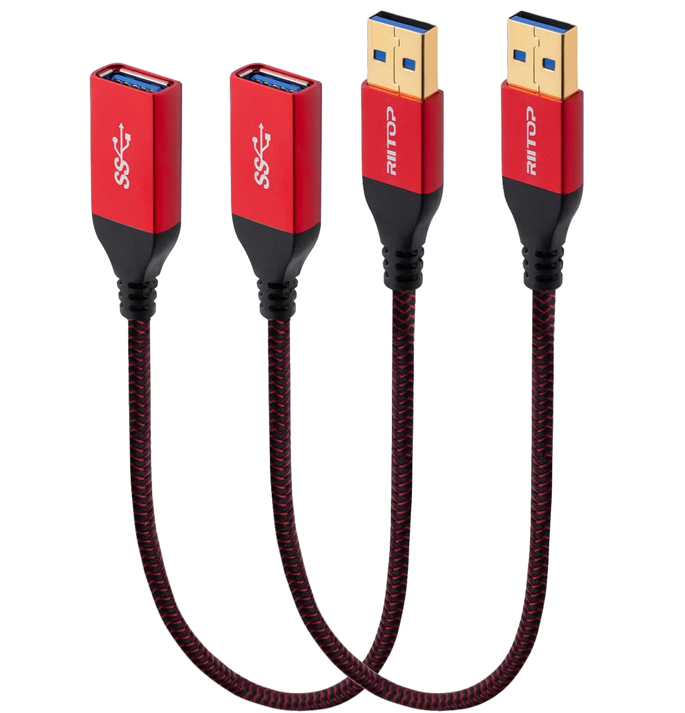 USB 3.0 Extension Cable Short 1FT (2-Pack), RIITOP USB 3.0 Type A Male ...