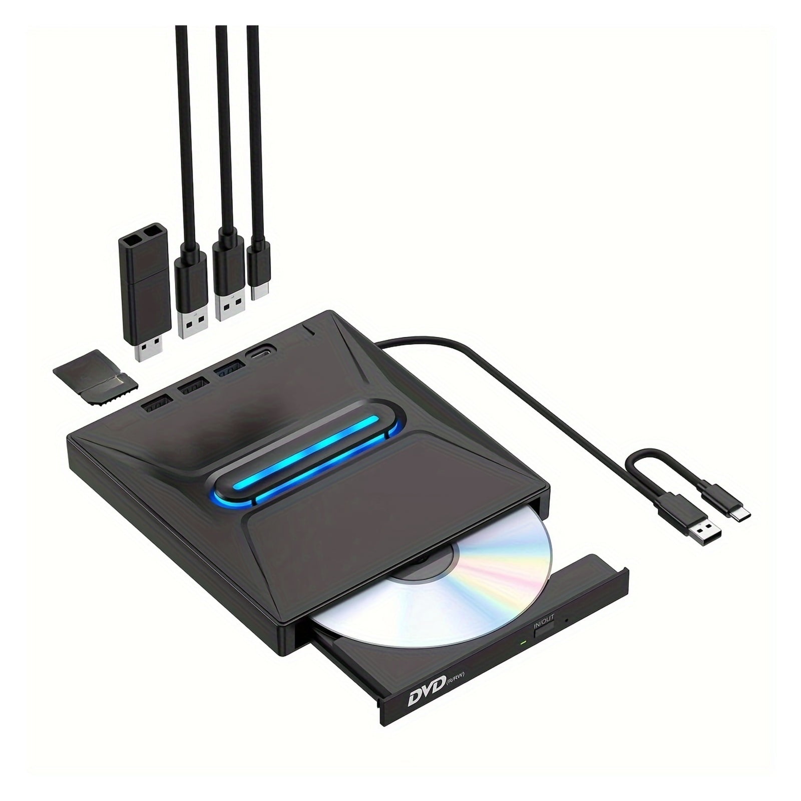 USB 3.0 External CD DVD Drive, Type C Portable CD/DVD+/-RW Drive/DVD ...