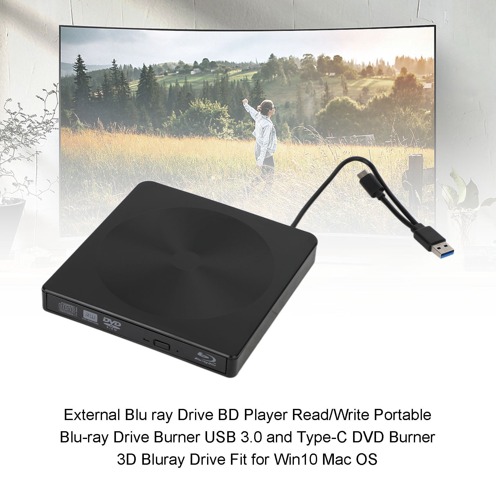 USB 3.0 External DVD Blu ray Drive BD Player Read/Write 2 IN 1 Portable ...