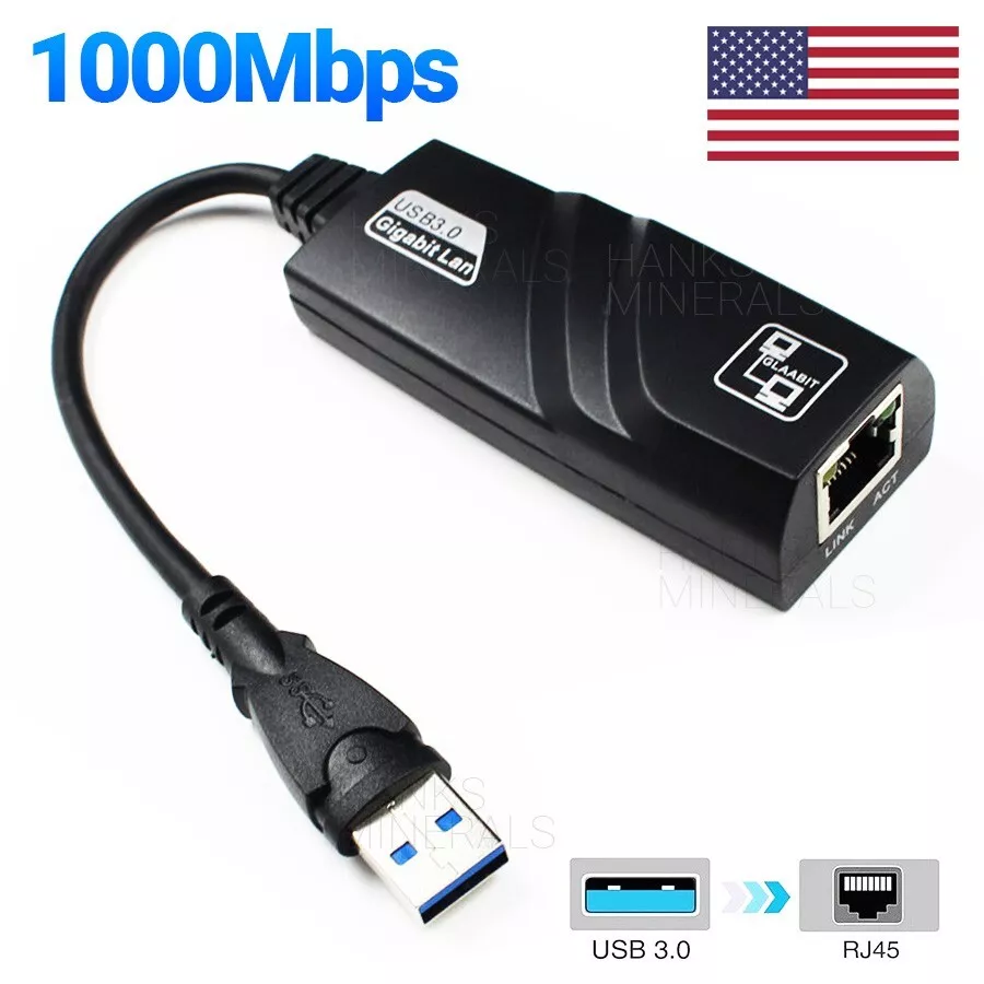 USB 3.0 Gigabit Ethernet 1000Mbps Adapter RJ45 LAN Network For Windows ...