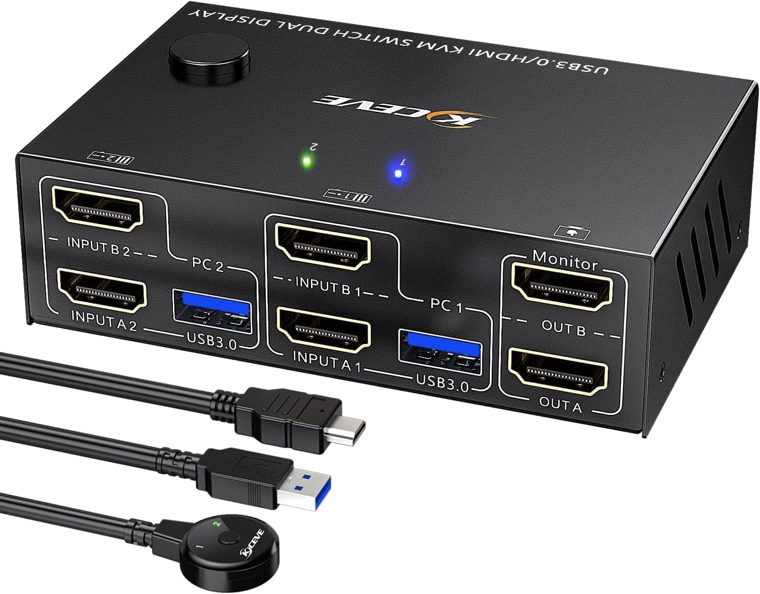 USB 3.0 HDMI KVM SSF20 Switch Monitors Computers 4K@60Hz 2K@144Hz, EDID ...