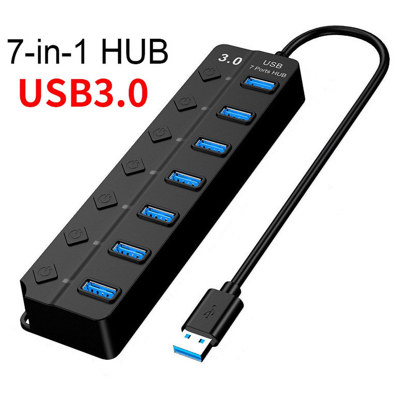 USB 3.0 High Speed USB Hub 3 0 7 Ports For PC Computer Docking Station ...