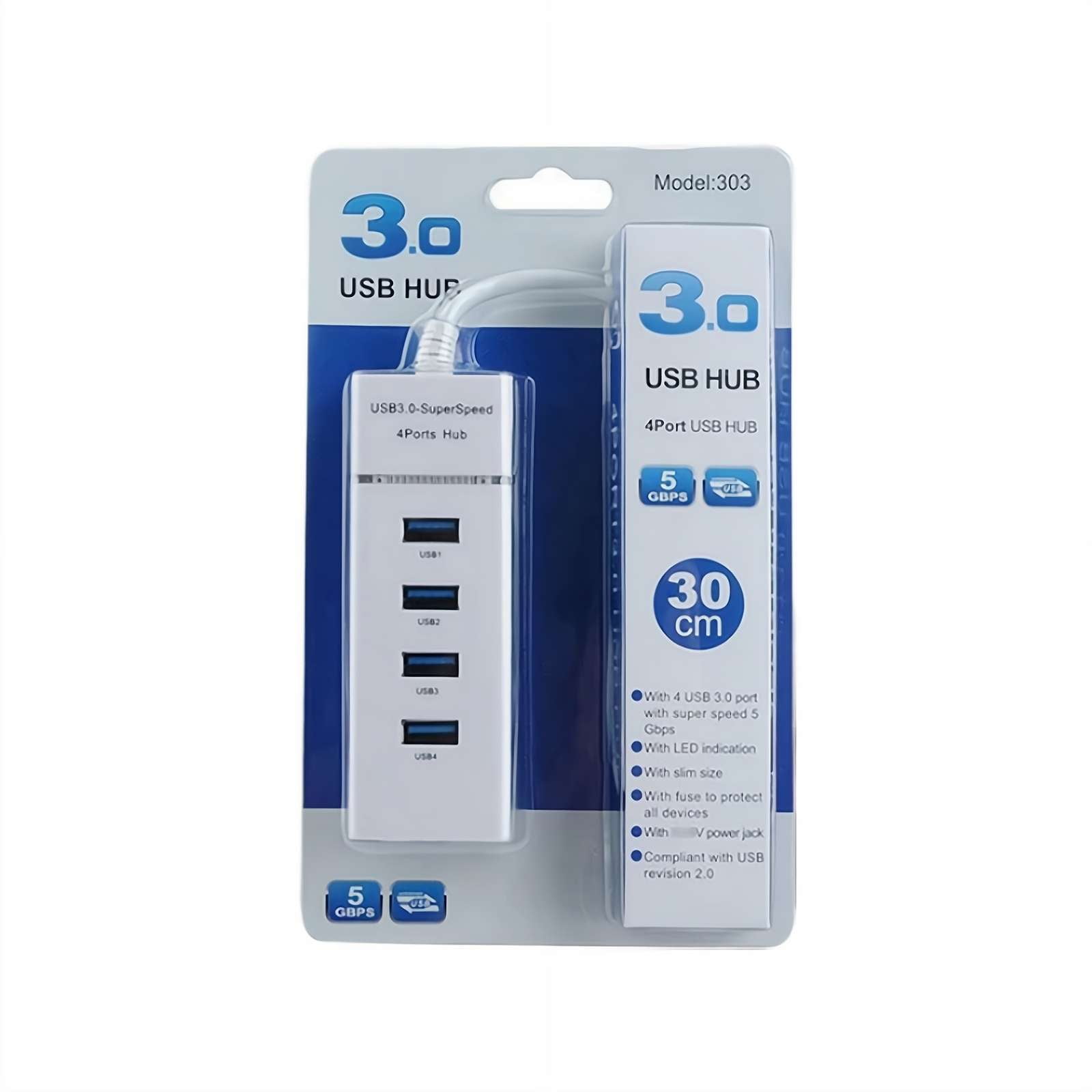 USB 3.0 Hub, 4 Port USB Hub Splitter Extender, Portable USB Adapter ...