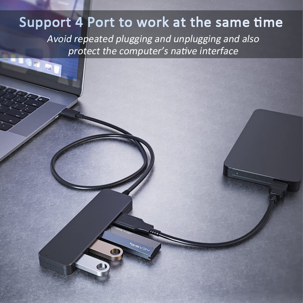 USB 3.0 Hub, 4 Port USB Hub USB Splitter USB Expander for Laptop, Xbox ...
