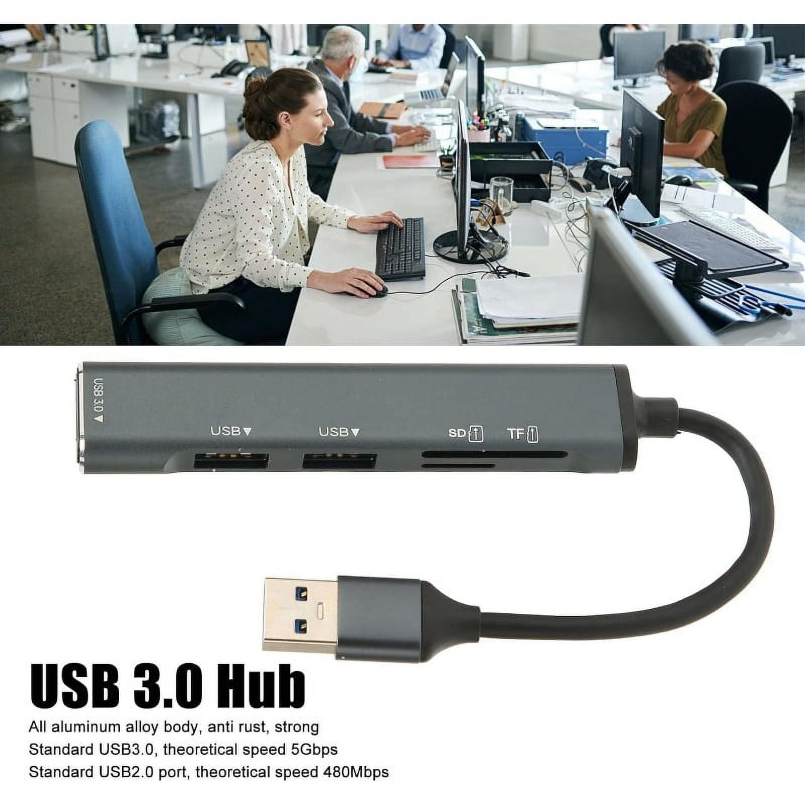 USB 3.0 Hub, 5 in 1 USB To USB and TF Multiport Adapter, 5Gbps USB3.0 ...