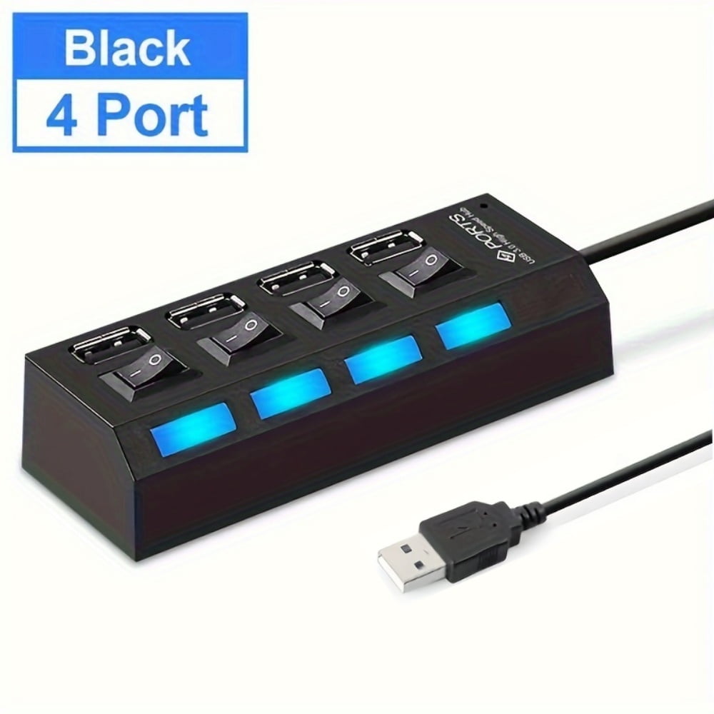 USB 3.0 Hub 5Gbps High Speed Multi USB Ports Power Adapter Expander LED ...