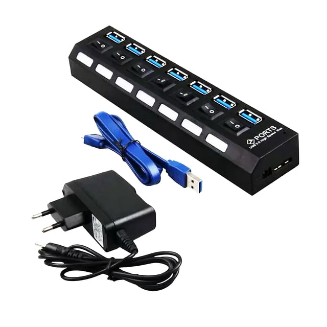 USB 3.0 Hub 7-Port/4-Port Splitter with Independent Switches, Supports ...