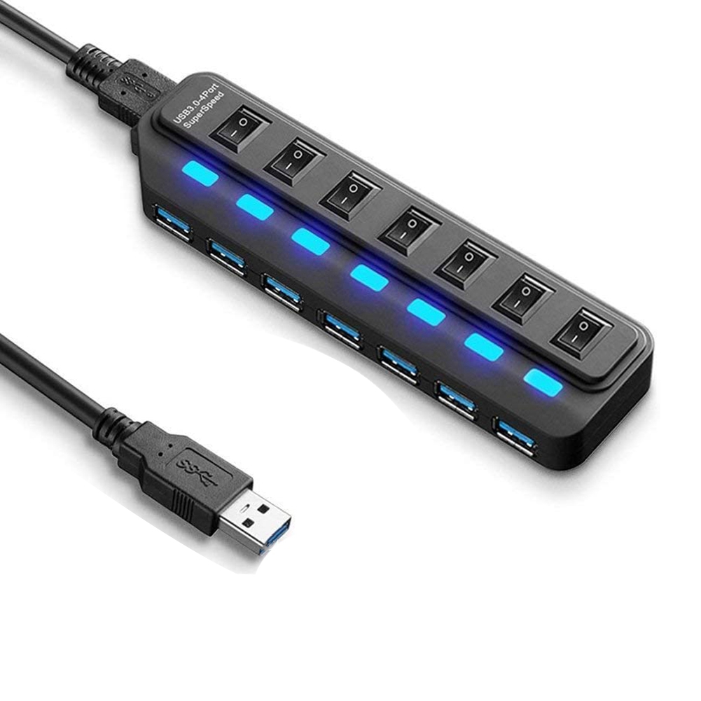 USB 3.0 Hub, 7 Port USB Hub Splitter 5Gbps HighSpeed Data USB Extension ...