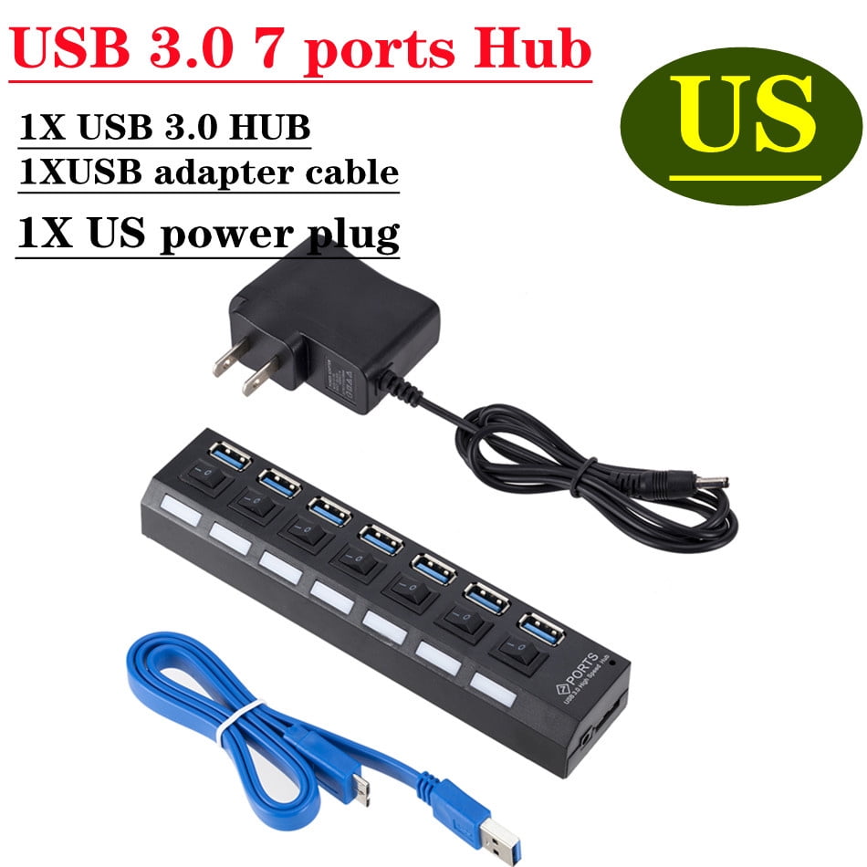 USB 3.0 Hub USB Hub 3.0 Multi USB Splitter 3 Hab Use Power Adapter 7 Port Multiple Expander 2.0 ...