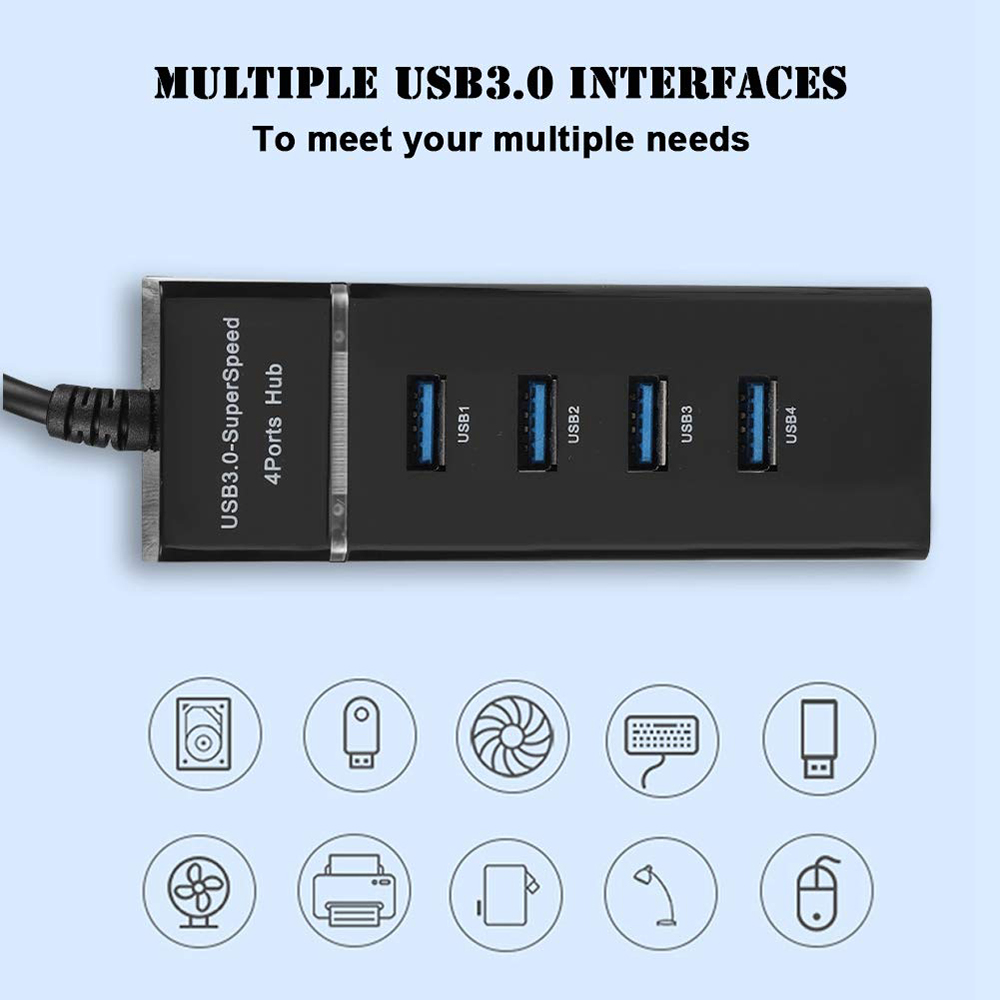 USB 3.0 Hub for Laptop with 3.9ft Long Cable, Multi Port Expander, Fast ...