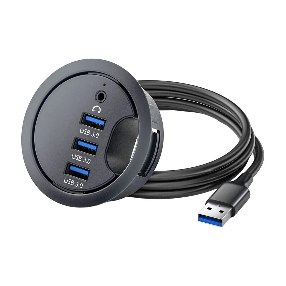 USB 3.0 Hub with Headphone Microphone Audio Interface Desk Grommet ...