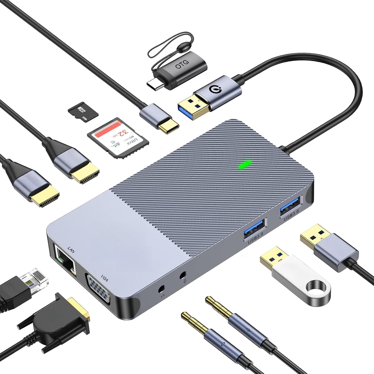 USB 3.0 Laptop Docking Station, Triple Display USB Hub Hdmi Splitter ...