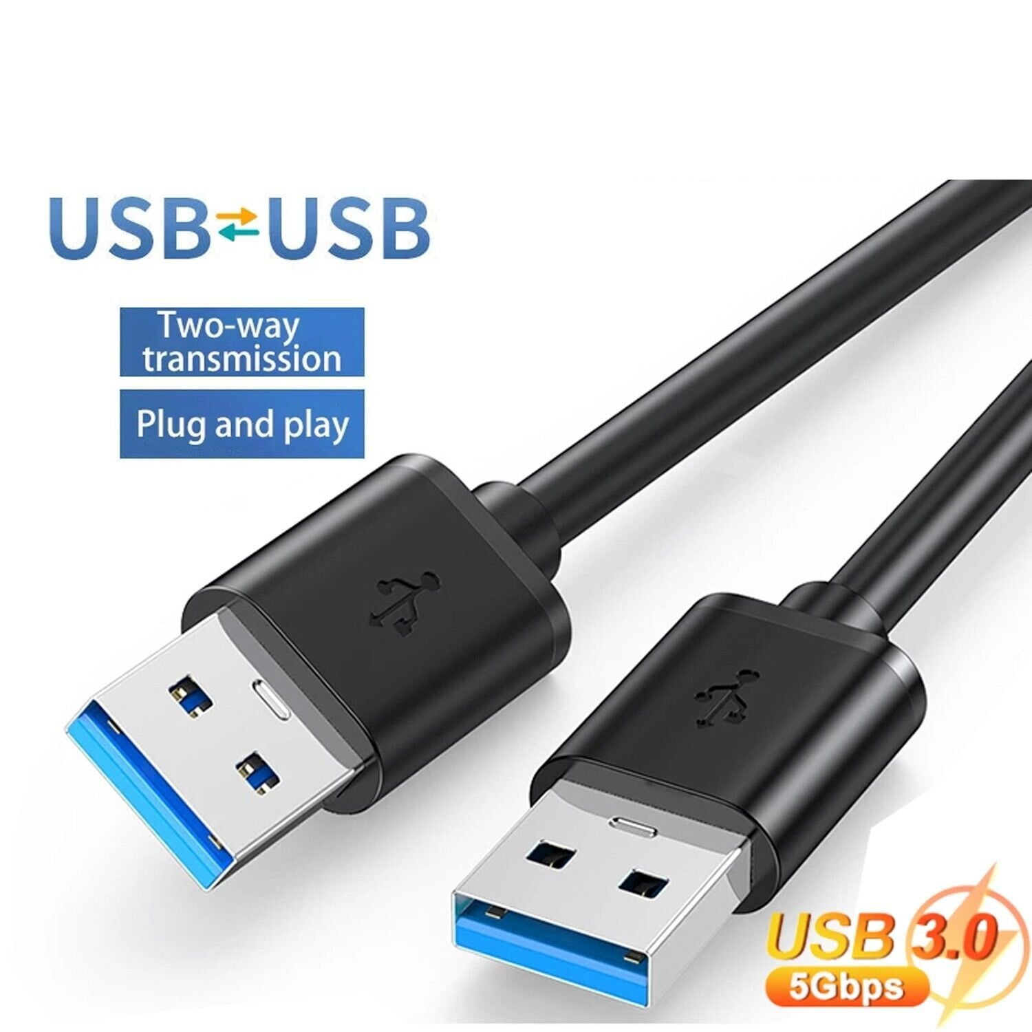 USB 3.0 A Male to A Male Cable 6FT, Super Speed 5Gbps Data Sync and ...