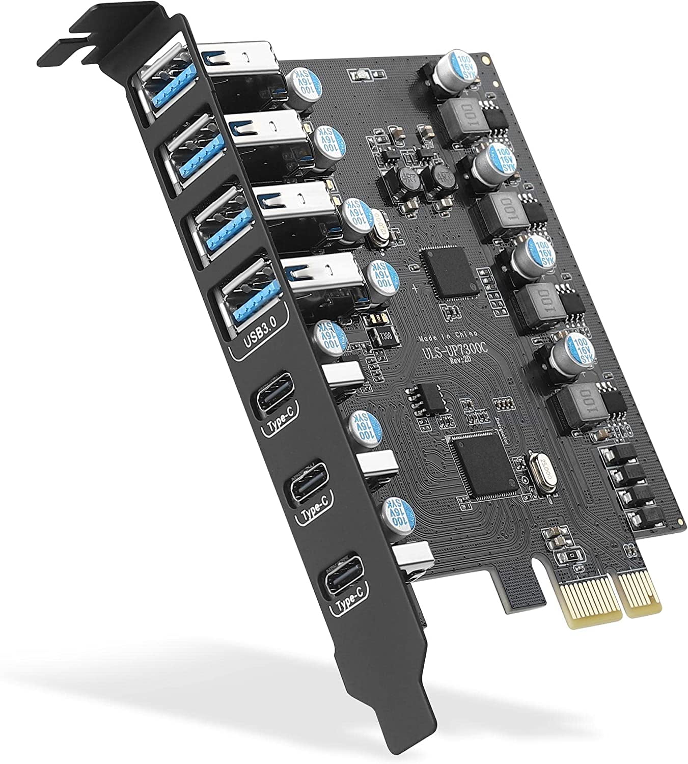 USB 3.0 PCIe Expansion Card 7-Port (4A +3C), PCI Express USB Add in ...