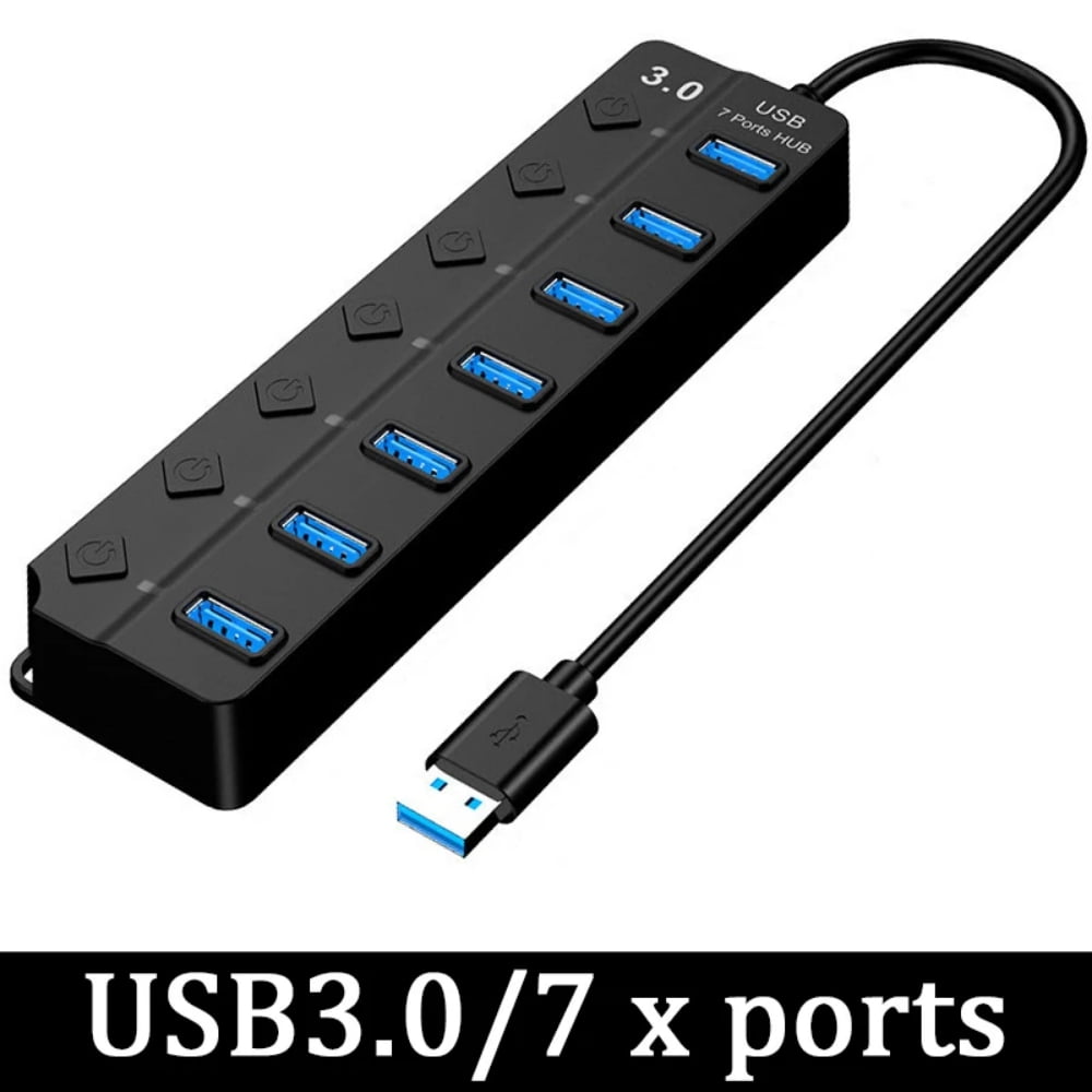 USB 3.0 Power Adapter 7 Port Multi USB Splitter Hub USB Hub 2.0 USB ...