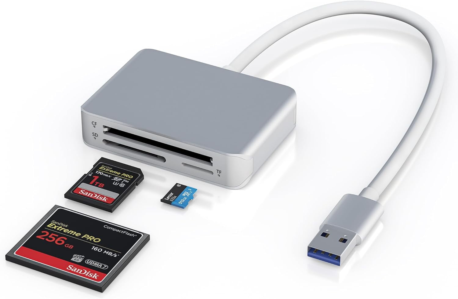 USB 3.0 SD/ CF/ TF Card Reader 3 in 1 Multi Memory Card Reader USB3.0 ...