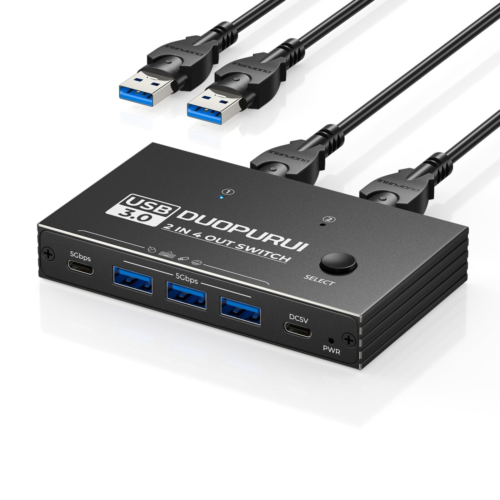 USB 3.0 Switch 2 Computers Sharing USB C & A Devices,Easy One-Click ...