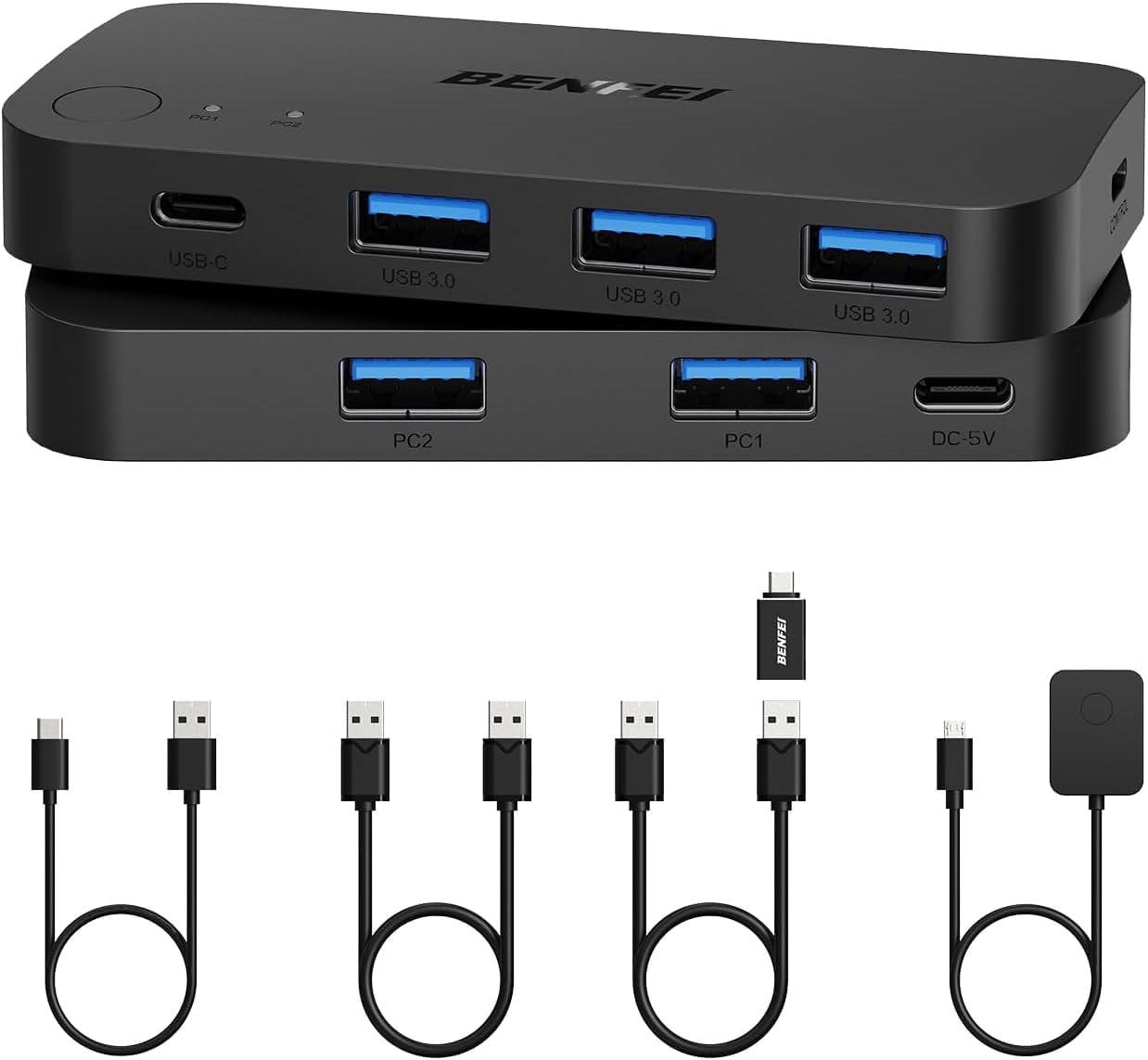 Benfei usb 3.0 switch, 2 computers share 3*usb 3.0 & 1*usb c with ...