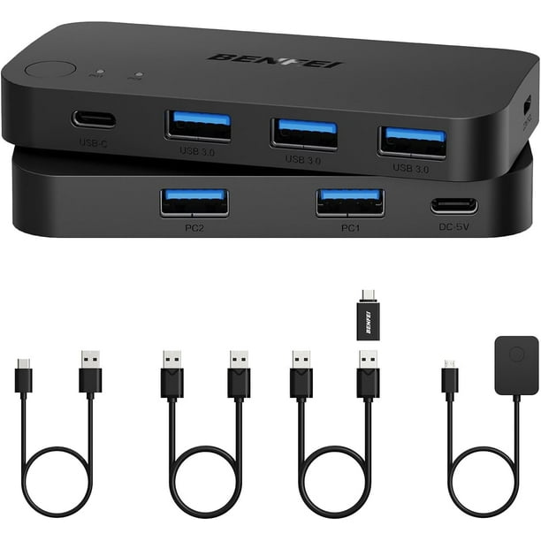 USB 3.0 Switch between 2 Computers Share 3*USB 3.0 and 1*USB C with ...