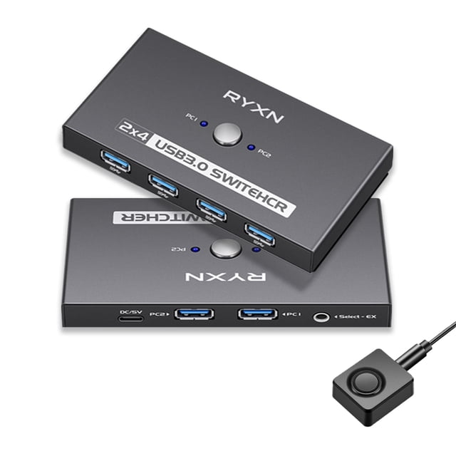 USB 3.0 Switcher 2 Computers, USB-A & USB-C Switch Selector 2 PC Share ...