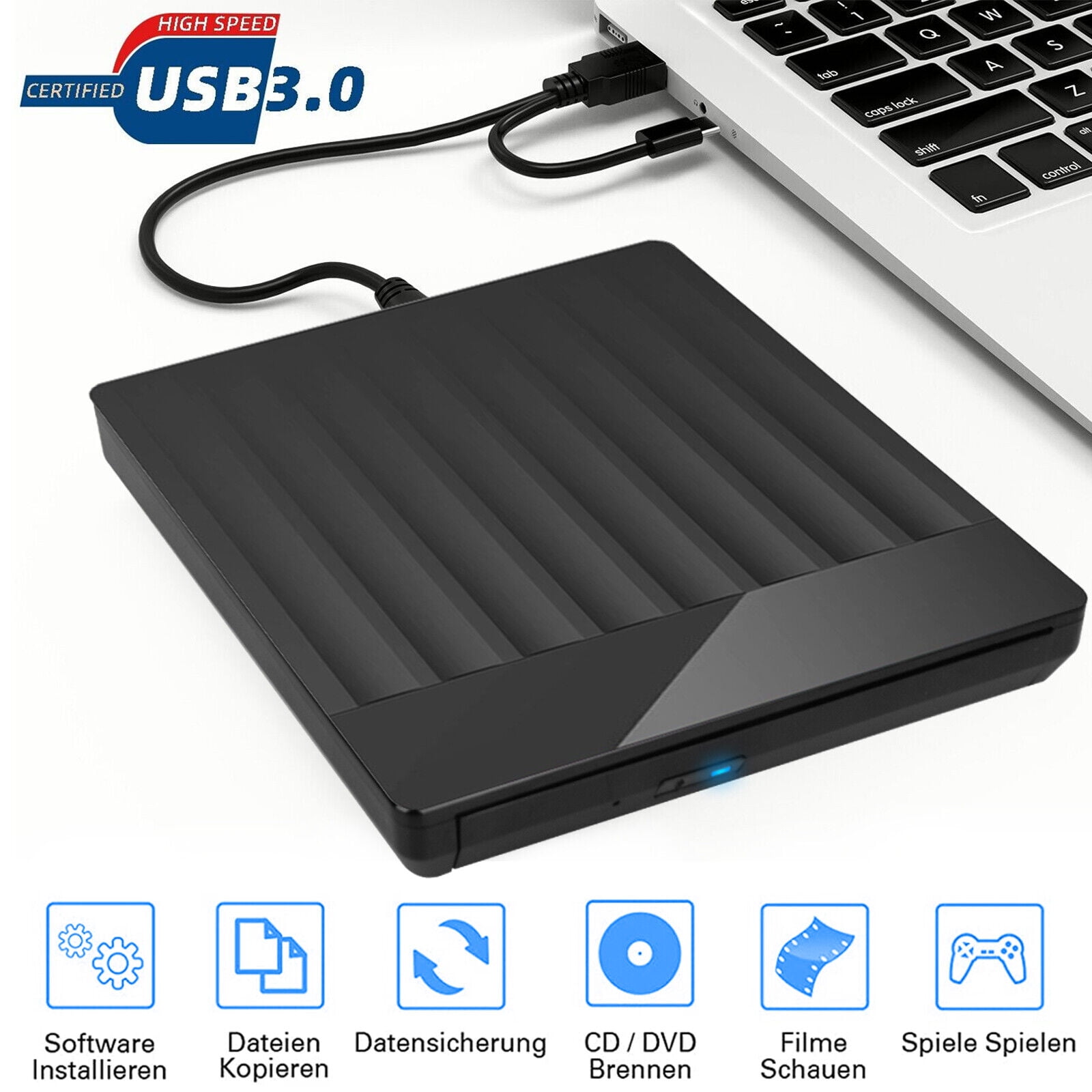 USB 3.0 Type-C External DVD Drive Reader Writer Burner Player for ...