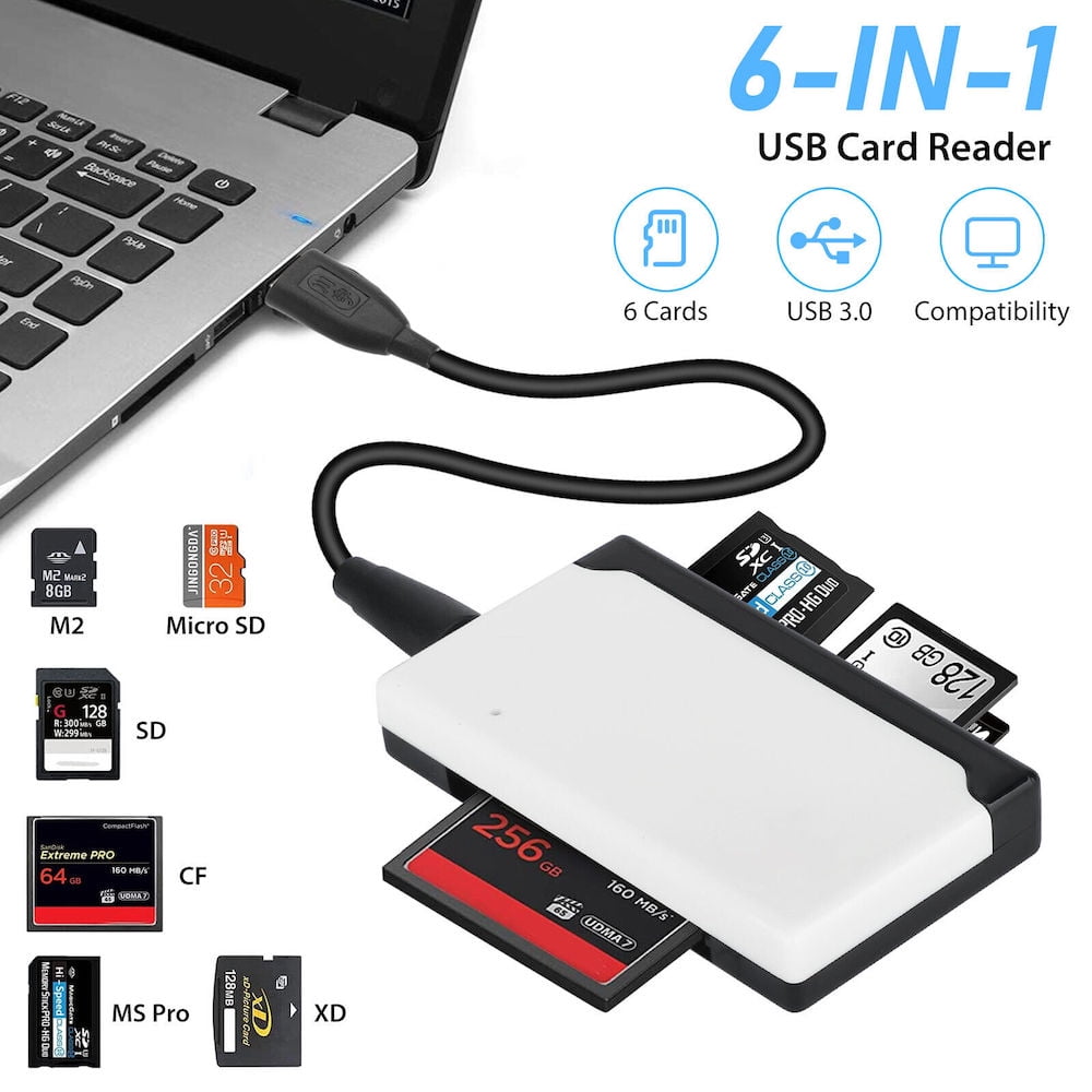 USB 3.0 Type C High Speed 6 in1 Memory Card Reader for SD TF M2 MS ...