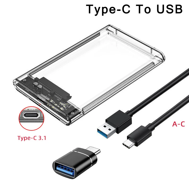 USB 3.0/Type C to SATA III Hard Disk Case for 2.5 inch HDD SSD External ...
