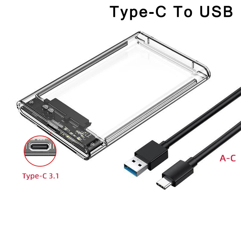 USB 3.0/Type C to SATA III Hard Disk Case for 2.5 inch HDD SSD External ...