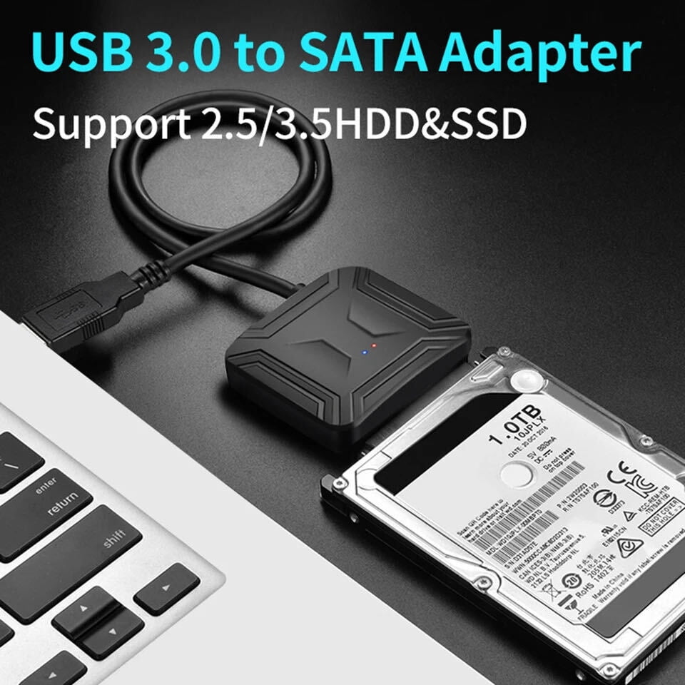 USB 3.0 to SATA External Hard Drive Reader 2.5" 3.5" HDD SSD Power ...