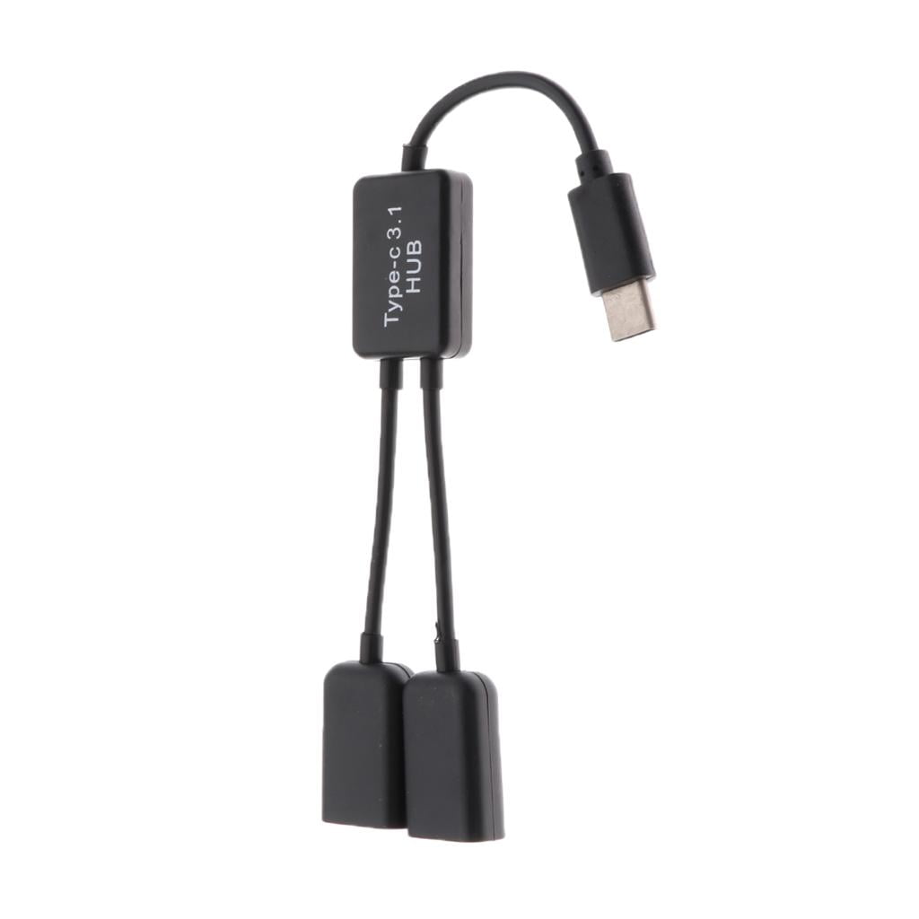 USB 3.1 To Dual USB A 2.0 OTG Adapter Connector Cable Black - Walmart.com