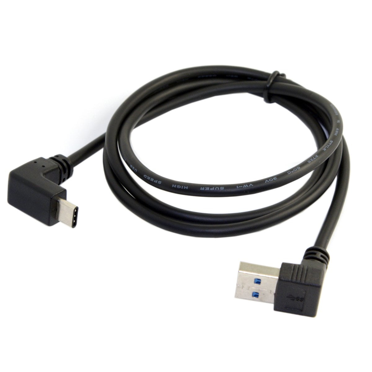 USB 3.1 USB-C Reversible Angled to 90 Degree Up Angled A Male Data ...