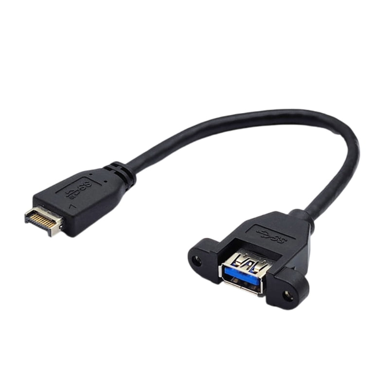 USB 3.2 Gen2 Front Panel Screw Mount Cable Black with Ears for High ...