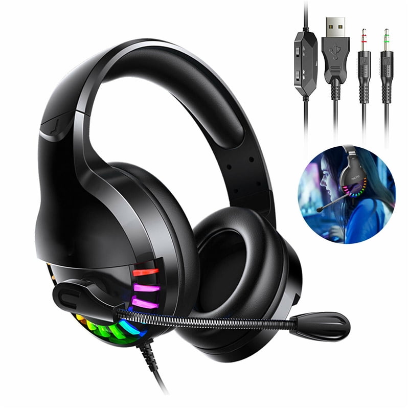 USB+3.5mm Universal Gaming Headset, 2 in 1 Stereo Gaming Headphone with ...