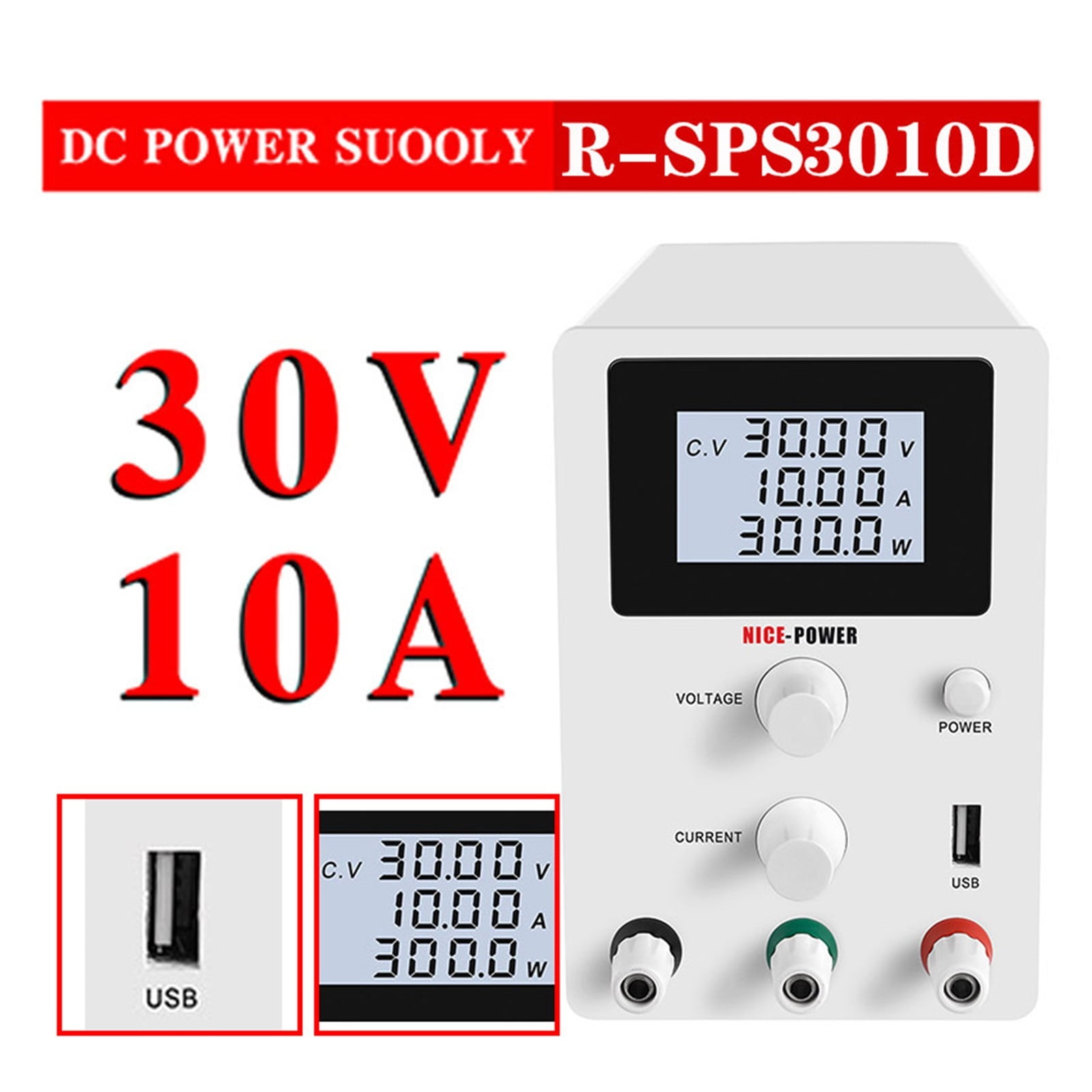 USB 30V 10A Lab Adjustable DC Laboratory Power Supply Adjustable 60V 5A Voltage Regulator ...