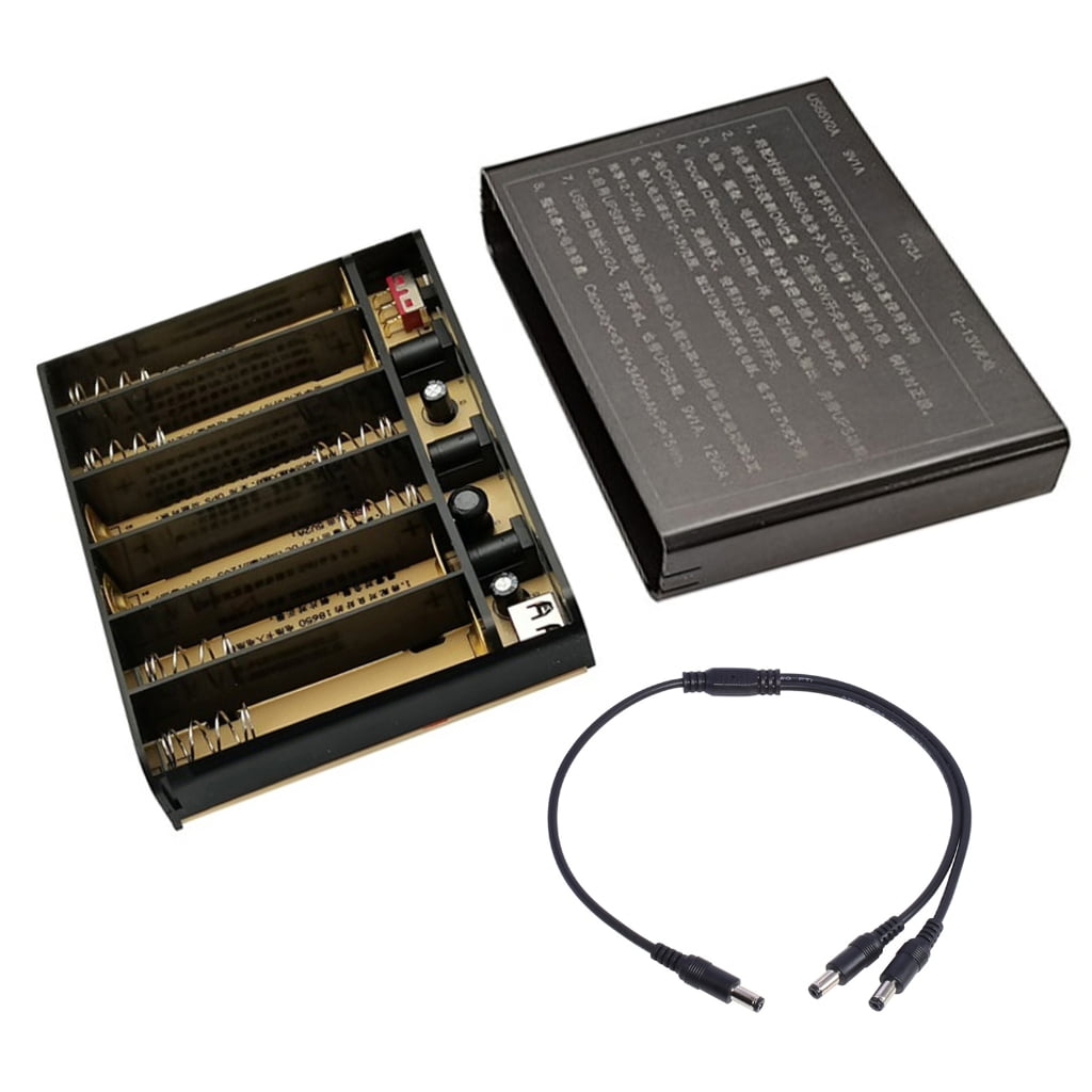 USB 5V 9V 12V 6x 18650 Battery UPS Power Banks Box with 5.5x2.1mm Cable ...