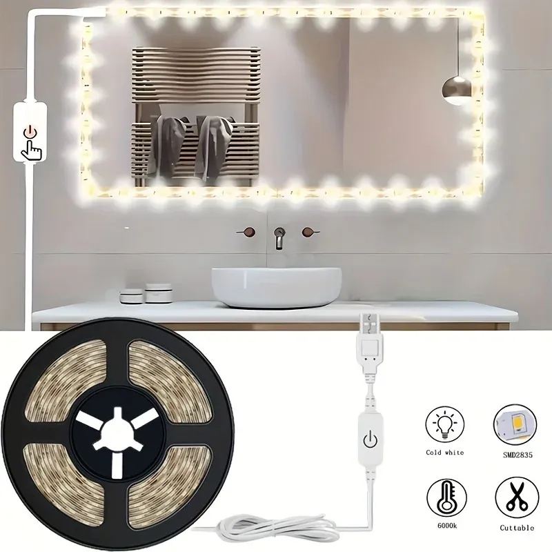 USB 5v LED strip light smart touch switch dimmable strip lamp SMD 2835 ...