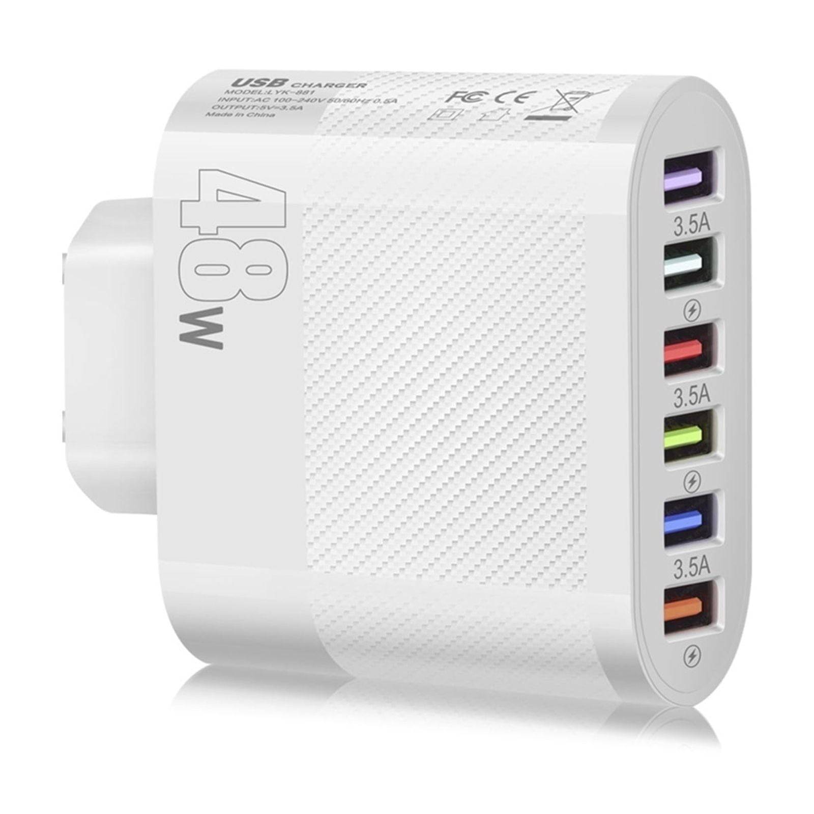 USB A Charger Multiple 6 Ports Quick Charger Mobile Cell Phone USB Fast ...