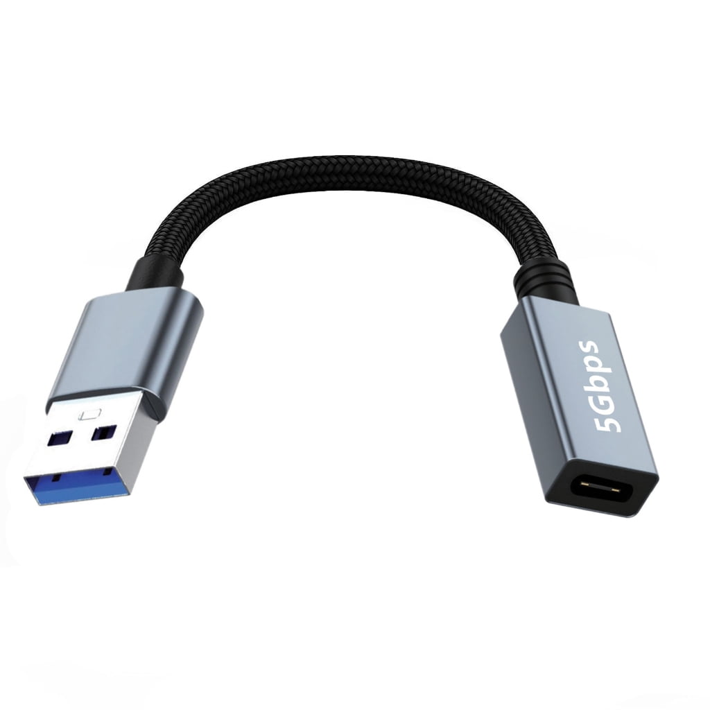USB A Male to USB C Female Data Charging Cable Double Side 5Gbps Data ...