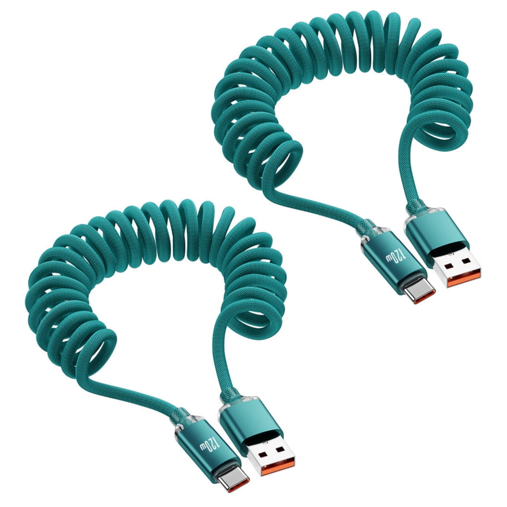 USB A to USB C 120W Fast Power Cable with Strong Spring Design Nylon ...