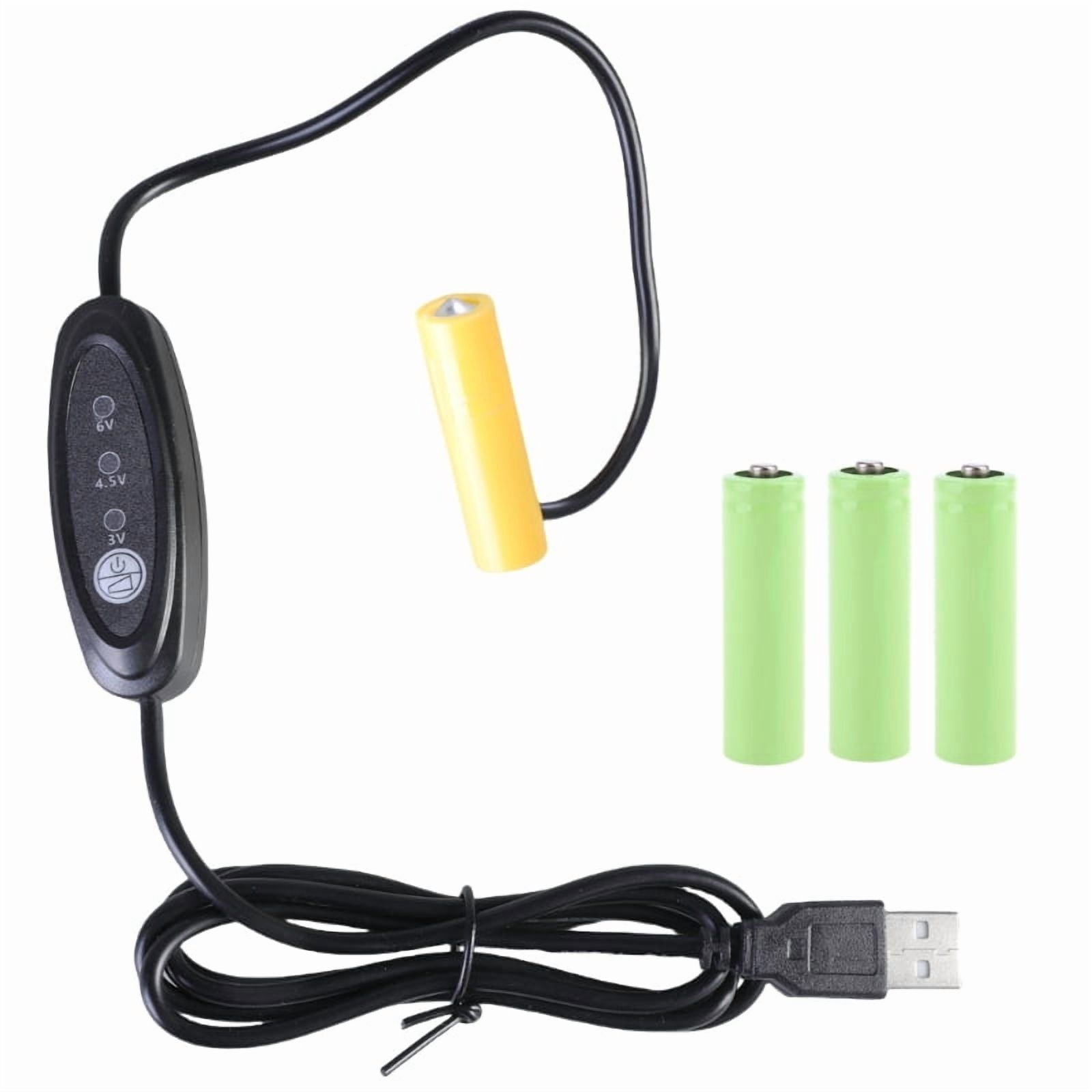 USB AA Battery Eliminator Cable 5V 2A to 3V 4.5V 6V 5W AA LR6 Power ...