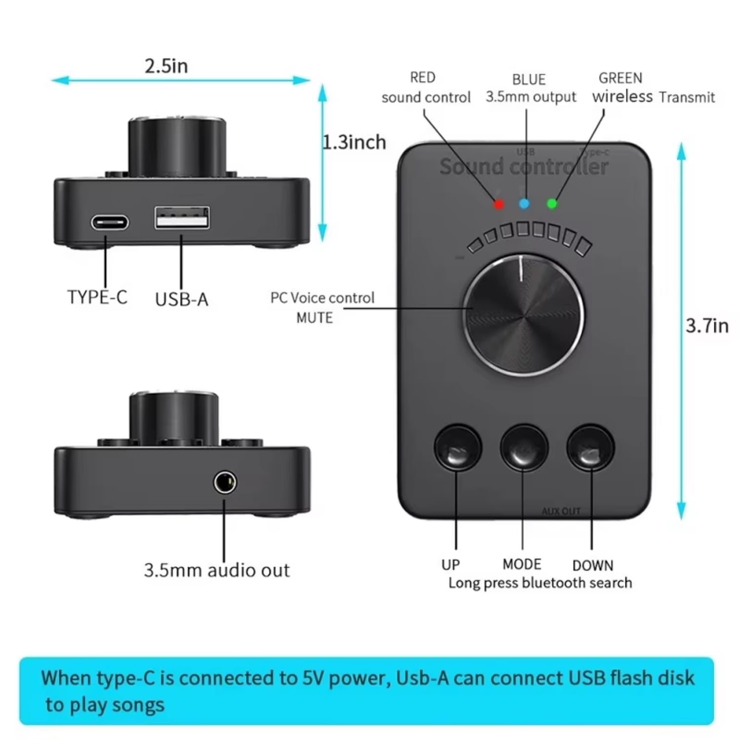 USB Adapter External Sound Card with 3 Modes Bluetooth Multimedia ...