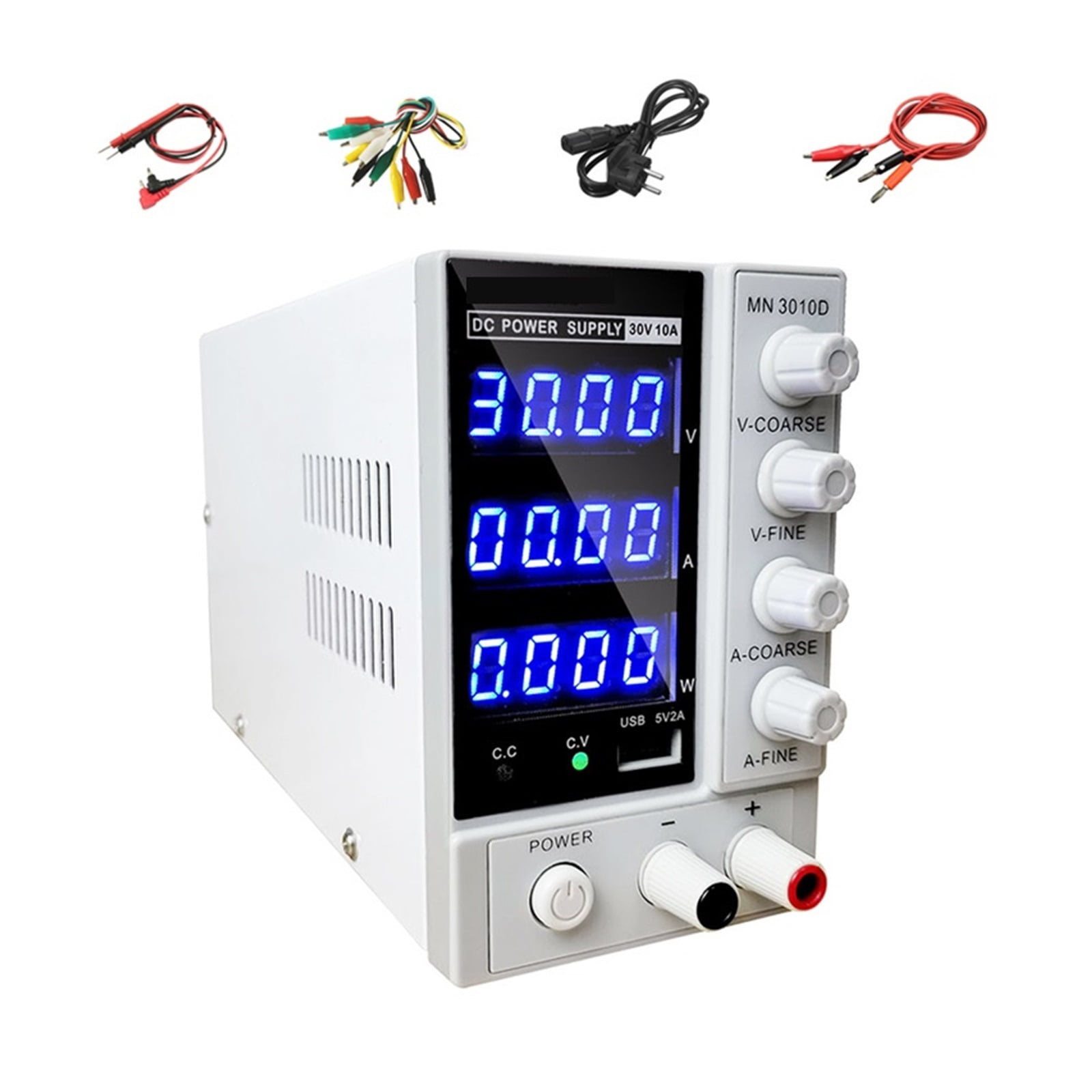 USB Adjustable DC Laboratory Power Supply 30V 10A Digital Bench Source ...